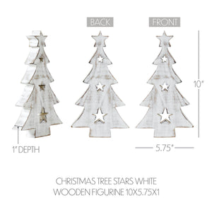 Christmas Tree w/ Stars White Wooden Figurine 10x5.75x1 – Creative ...