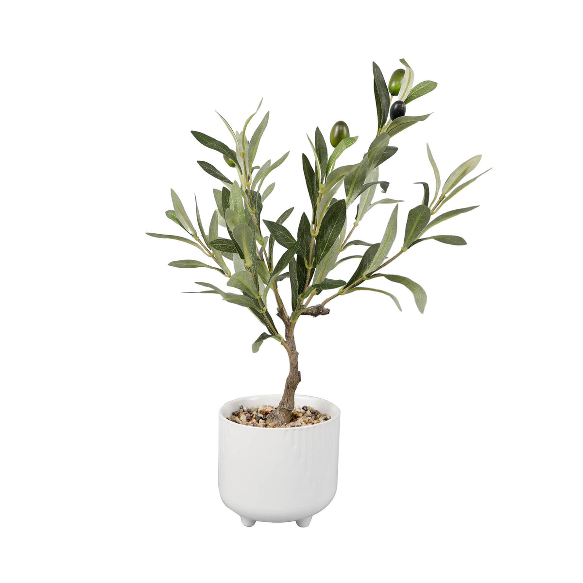 17" Artificial Olive Tree in Matte White Ceramic Footed Pot – Creative ...