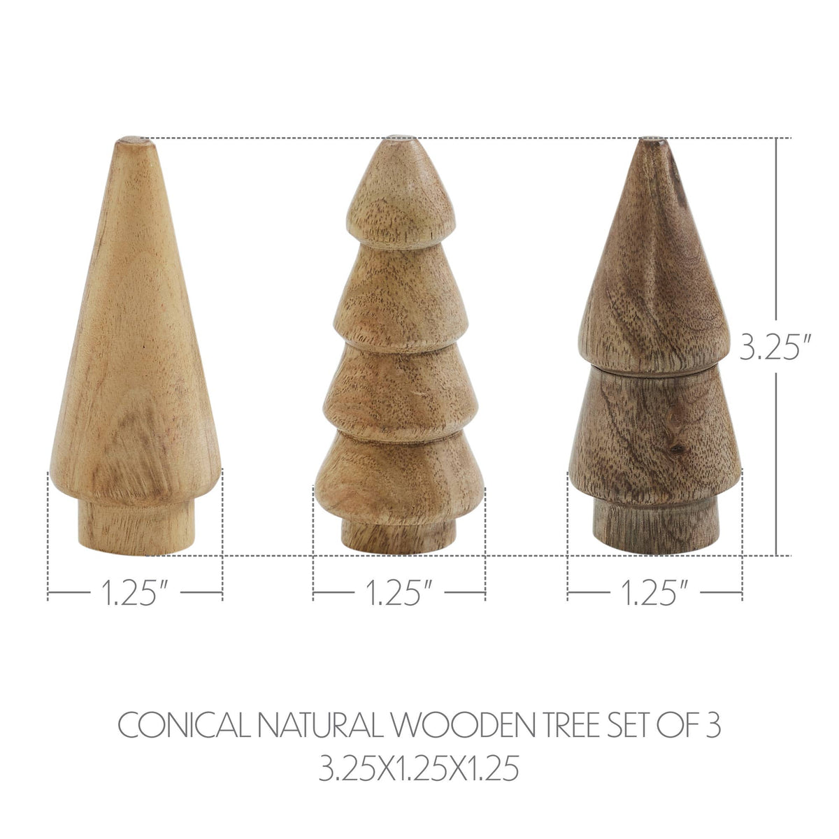 Conical Natural Wooden Tree Set of 3 - 3.25x1.25x1.25 – Creative ...